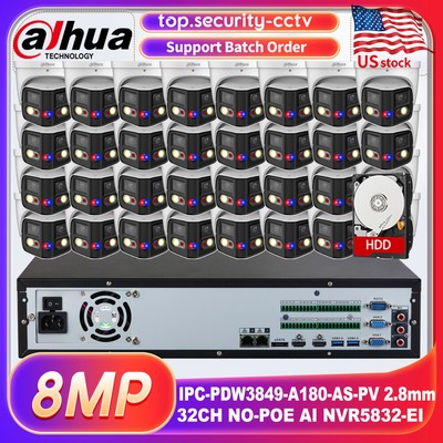 US STOCK alhua Kit 32CH 8SATA NVR CCTV SyStem Set 8MP 4K 180° EPTZ IP ...