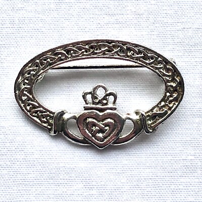 Claddagh Brooch Sash Scarf Lapel Pin Irish Celtic Pride Love Luck ...
