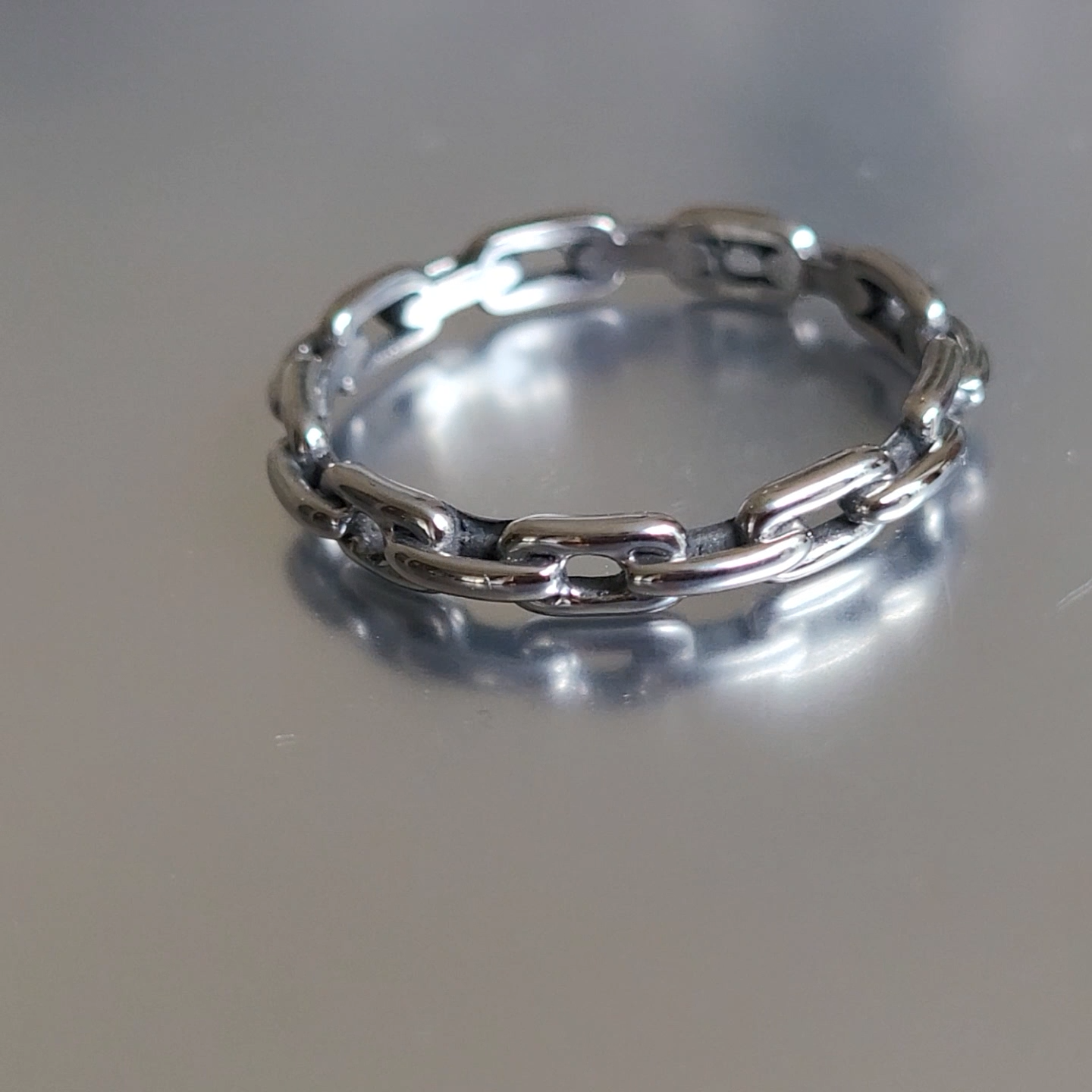Stainless Steel Cable Link Ring - Silver Finish Stainless Steel Chain ...
