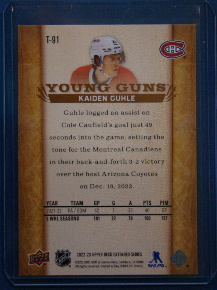 2022-23 UD EXTENDED SERIES YOUNG GUNS - KAIDEN GUHLE - MONTREAL | eBay