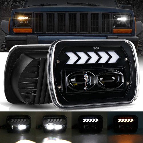 2pc 5x7 7x6 LED Headlights w/DRL&Turn For Chevy Express 1500 2500 3500 ...