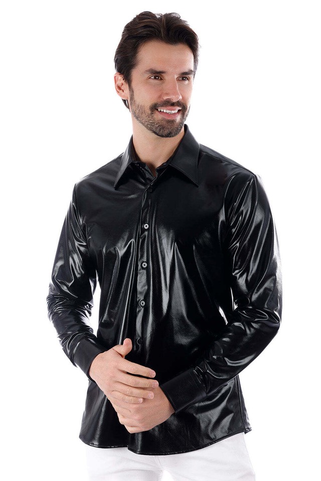 BARABAS Men's Metallic Button Down Long Sleeve Shiny Shirt 4B38 | eBay