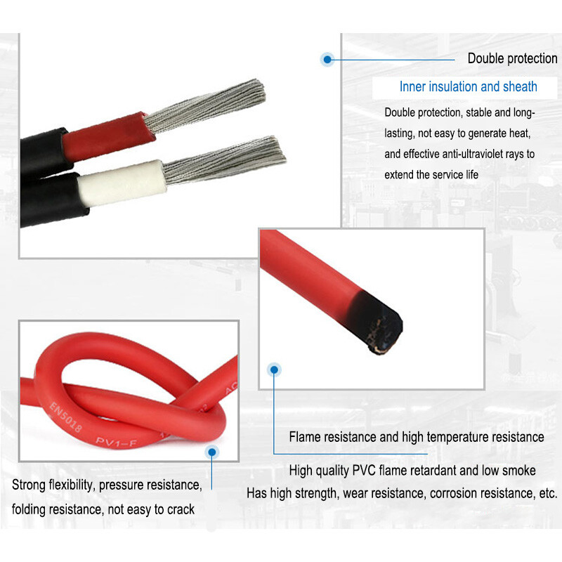 1 Pair Black + Red Solar Panel Extension Cable Wire PV Connector 10/12 ...
