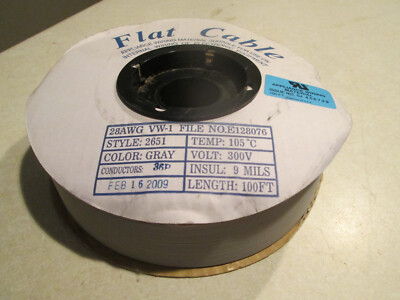 2651 VW-1 Flat Ribbon Cable; 100 ft Roll; 28 AWG; 300V; 36 Conductors P ...