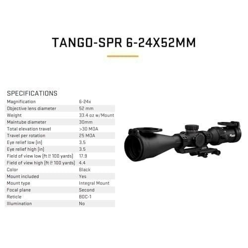 SIG SAUER Tango-SPR 6-24x52mm 30mm Tube Second Focal Plane/SFP/F2 ...