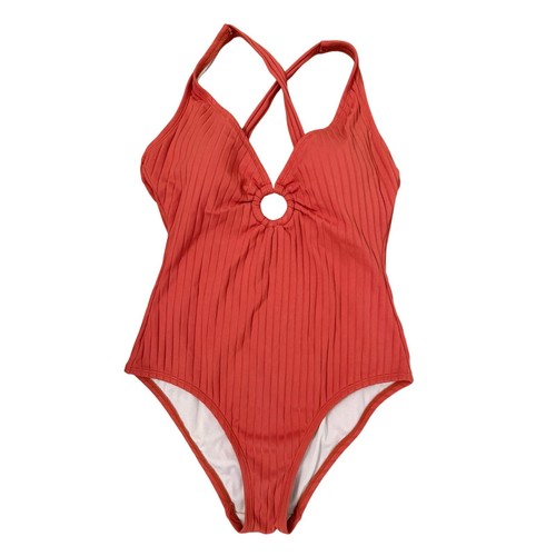 Kona Sol Womens M Boho Sexy Beach Circle Cut Out Ribbed Burnt Orange ...