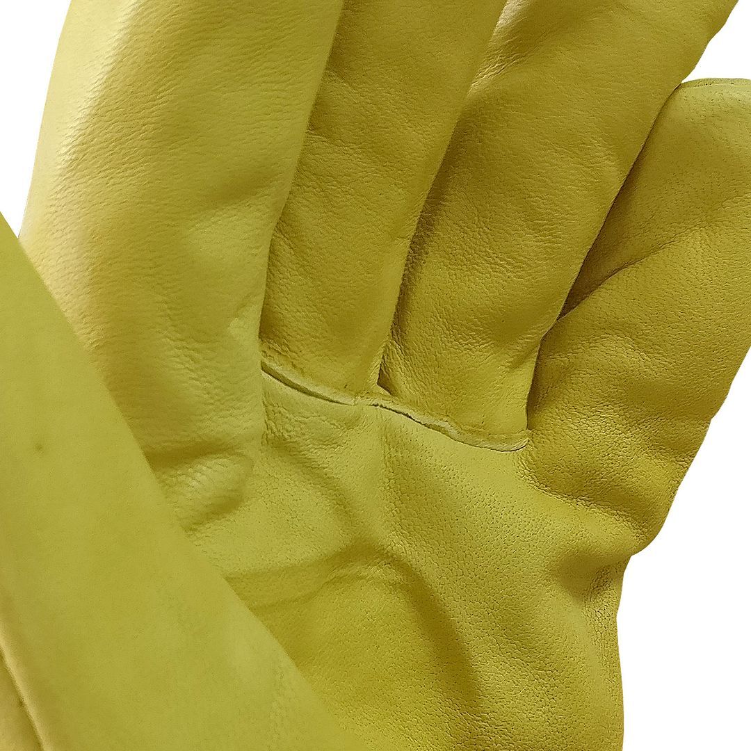 Truck Driver Gloves Safety Work Gloves HGV Lorry Leather Yellow Fleece ...