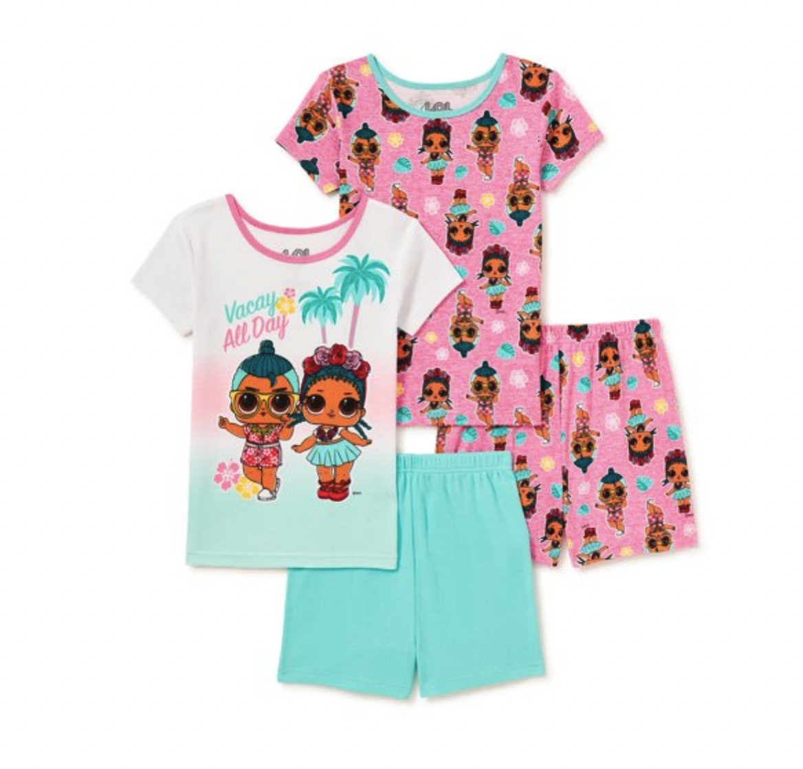 LOL SURPRISE Girls Pajamas 2 PAIRS NWT Cotton SNUG FIT Size 8 Vacay All ...