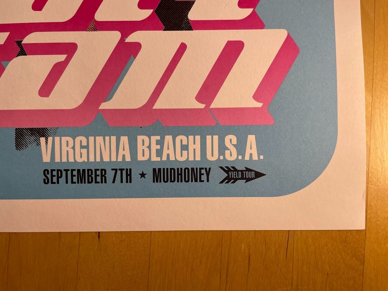 PEARL JAM 1998 CONCERT POSTER AMES BROS YIELD TOUR VIRGINIA BEACH PRINT ...