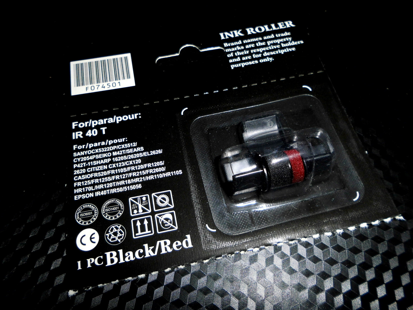 4 INK Roller 745 IR40T black-red für Casio* HR-150RCE / HR-200RCE / FR ...