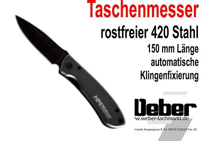 Taschenmesser 150mm Klinge rostfrei aus 420er Stahl mit Feststeller ...