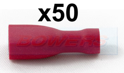 RED FEMALE FULLY INSULATED SPADE LUCAR CABLE CONNECTORS TERMINALS 6.4mm ...