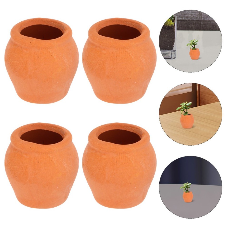 4pcs Small Pottery Flower Pots For Miniature Succulents And Decorative ...