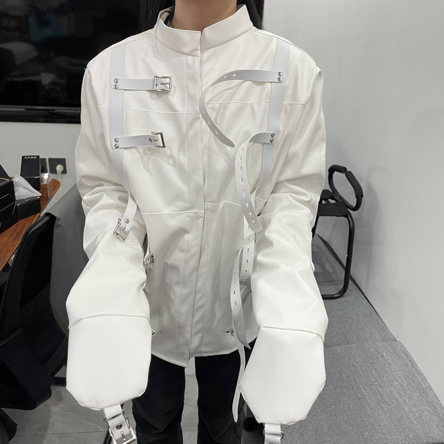 White Asylum Strait Jacket Body Harness Costume Restraint Armbinder ...