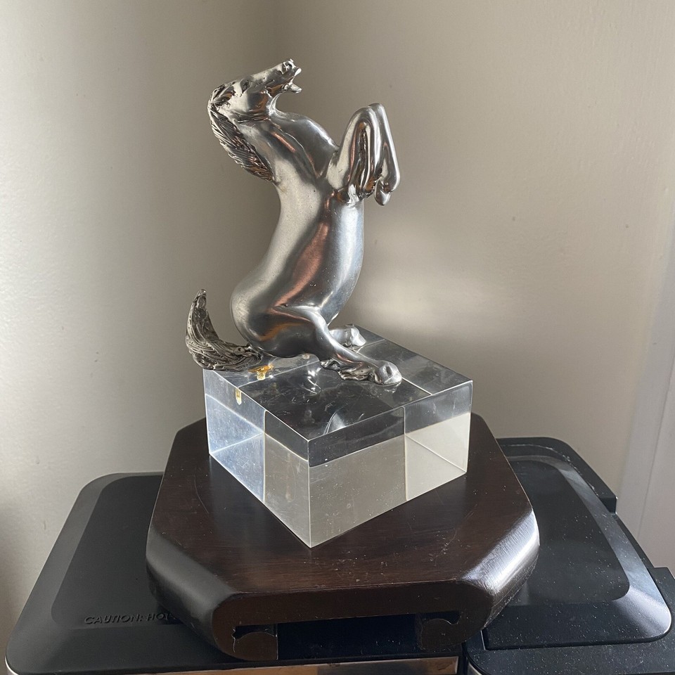Castor Cooper Vintage MCM Pewter HORSE Sculpture on Lucite Base ...
