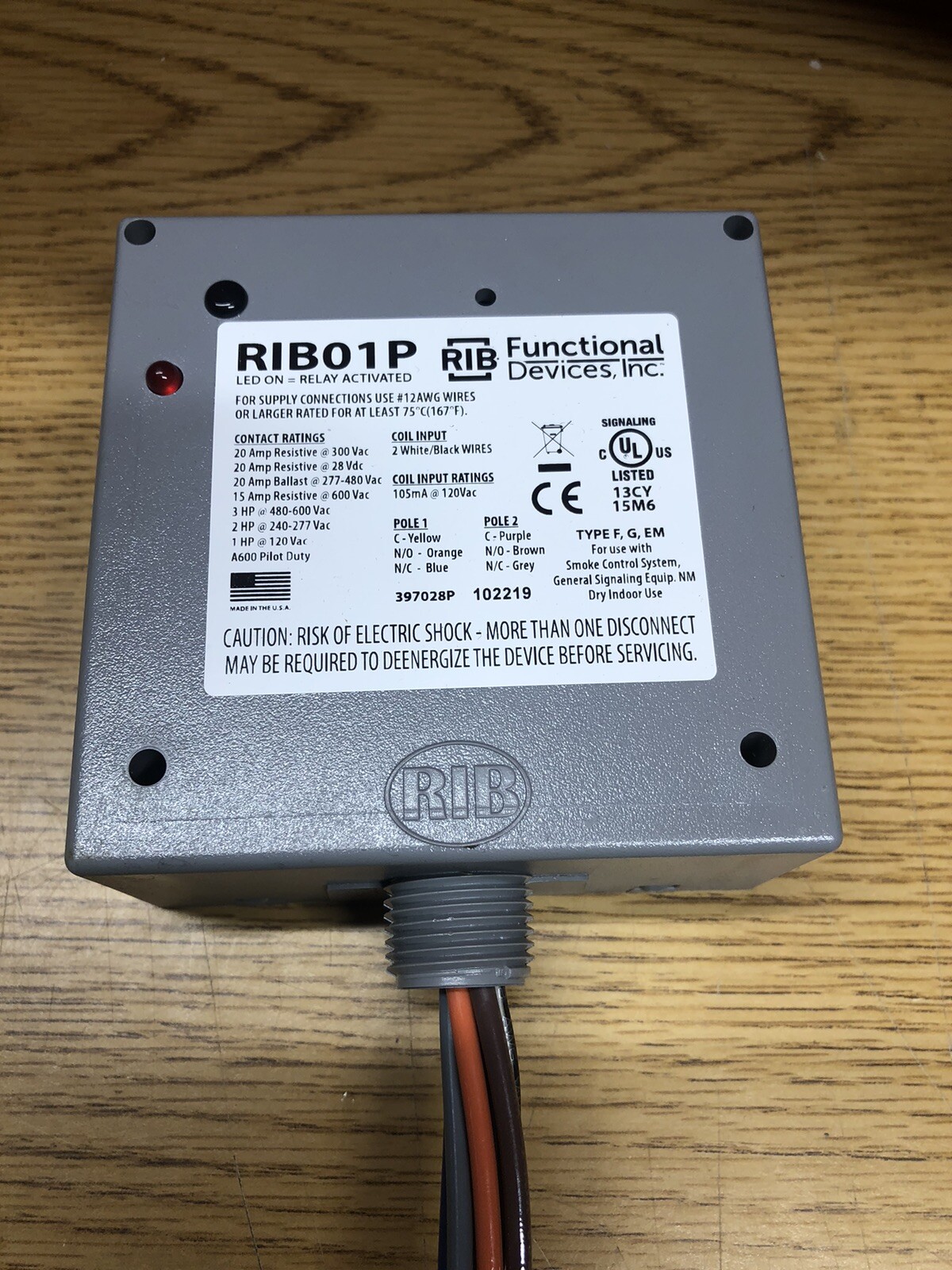 Functional Devices RIB01P 20 Amp DPDT 120Vac Enclosed Power Control ...