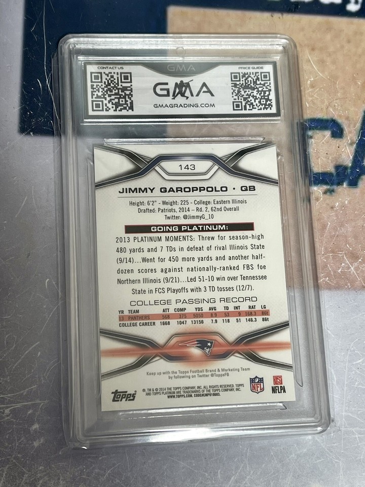 🔥 2014 TOPPS PLATINUM JIMMY GAROPPOLO ROOKIE Refractor CARD RC GMA 10 ...