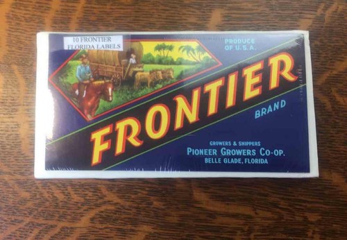 Lot of 10 Vintage FRONTIER Brand Belle Glade Florida Crate Labels New ...