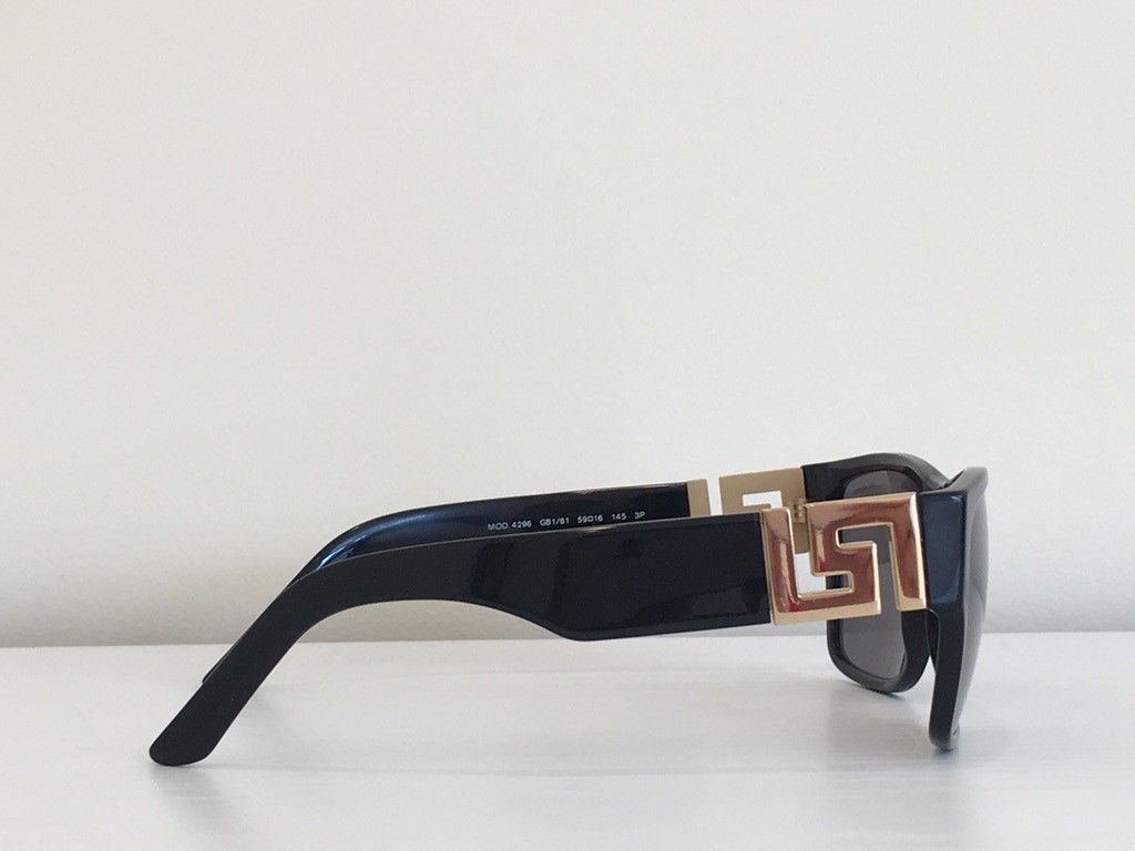 Versace MOD 4296 GB1/81 Rectangle Black Gray Gold Polarized Sunglasses ...