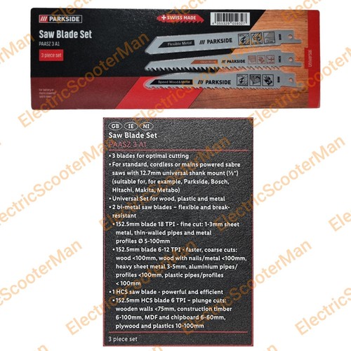 Parkside Saw Blade Set Universal Green Wood Plastic Metal Sabre ...