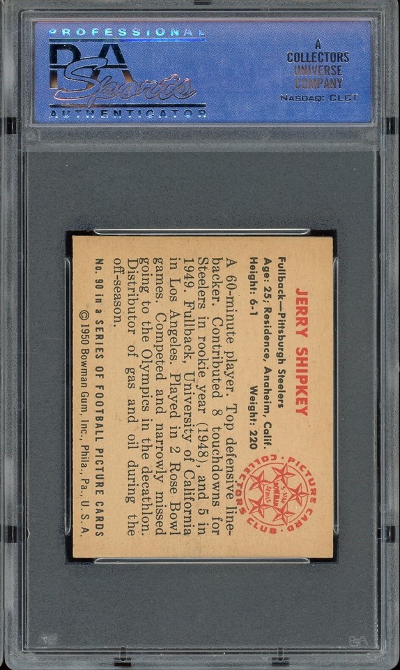 1950 Bowman Football #90 Jerry Shipkey PSA 7 | eBay