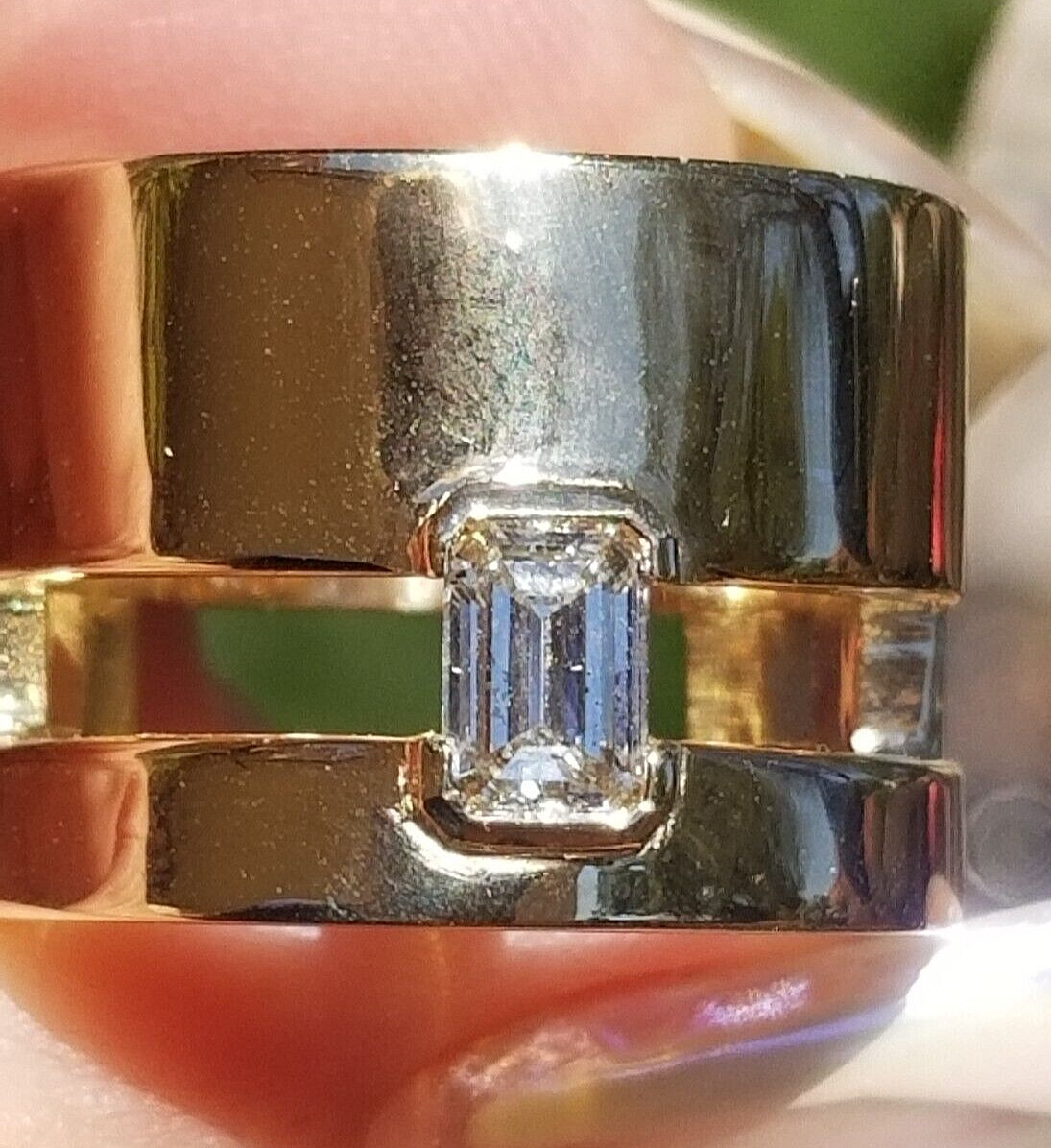 Gorgeous Custom Natural Emerald Diamond Heavy wide14k… - Gem