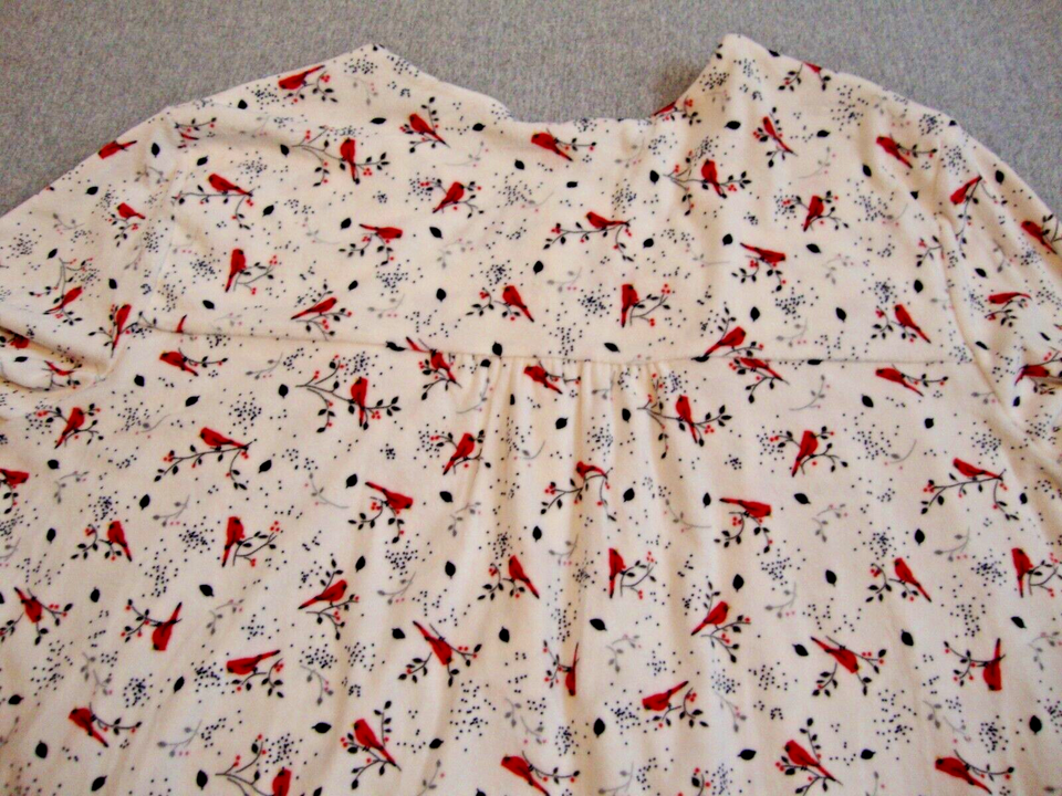 Secret Treasures Stretch Fleece Nightgown 4X Long Sleeve White w/ Red ...