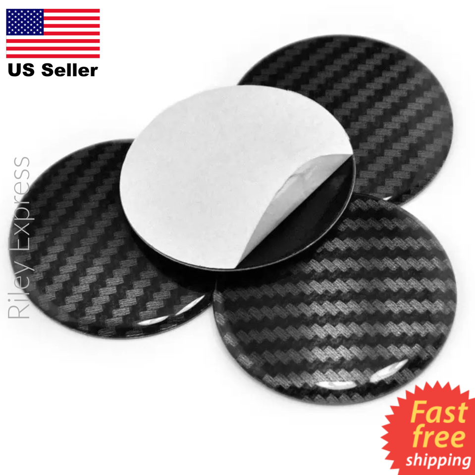 (4 Pack) Resin Carbon Fiber Stripe Wheel Center Cap Sticker Emblem ...