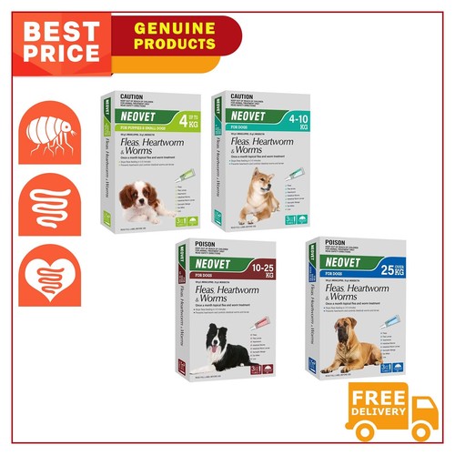 NEOVET for Dogs All Sizes Treats Fleas Worms 3 Doses | eBay Australia