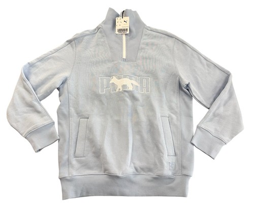 NEW Puma x Maison Kitsune Men’s Fox Logo 1/2 Zip Sweatshirt Blue Size ...