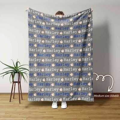 Personalized Baseball Blanket, Softball Blanket, Baseball Player ...
