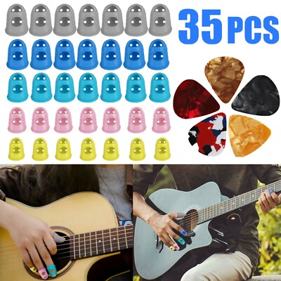 35pcs Guitar Silicone Finger Protector Fingertip Covers Caps + 5pcs ...