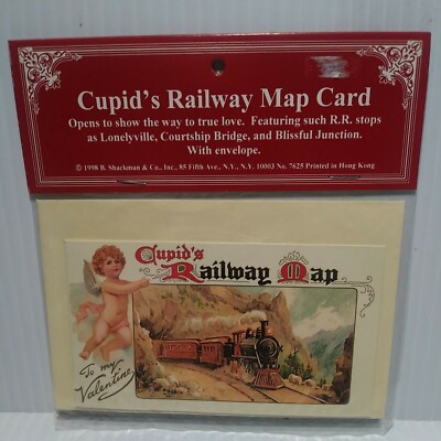 Vintage Valentines Card Cupids Railway Die Cut Victorian Style Shackman ...
