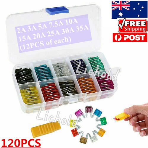 120Pcs Micro Car Fuse Kit Micro Mini Blade Fuses Automotive + Auto Fuse ...