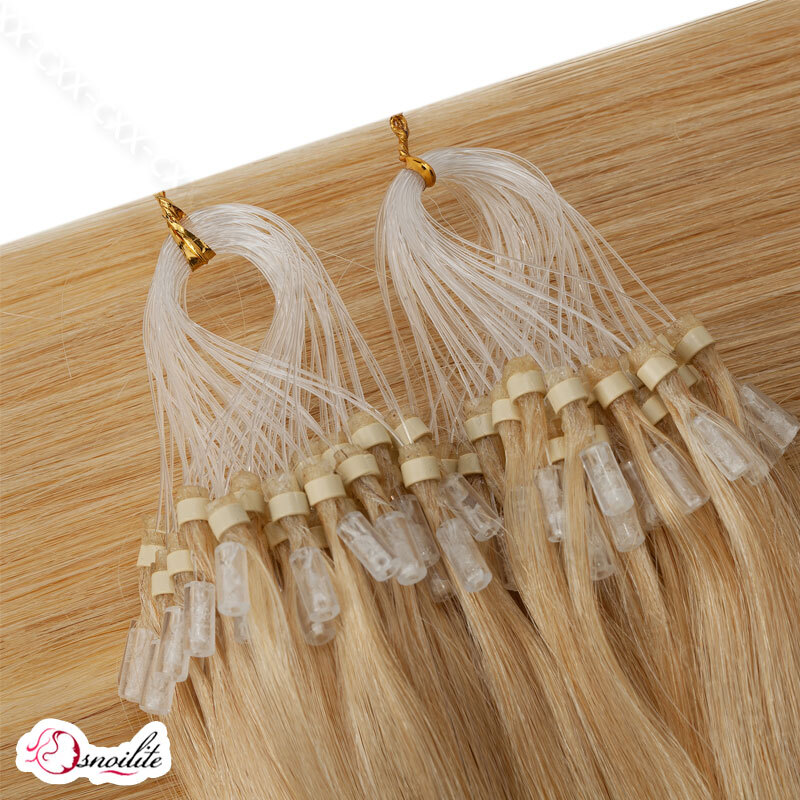 THICK Micro Bead Loop Hair Extensions Human Hair Balayage Brown Micro ...
