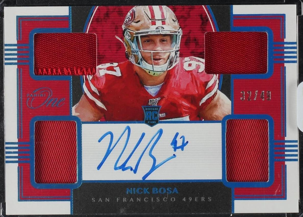 2019 Panini One - Rookie Quad Patch Autographs Nick Bosa #59 Blue /49 ...