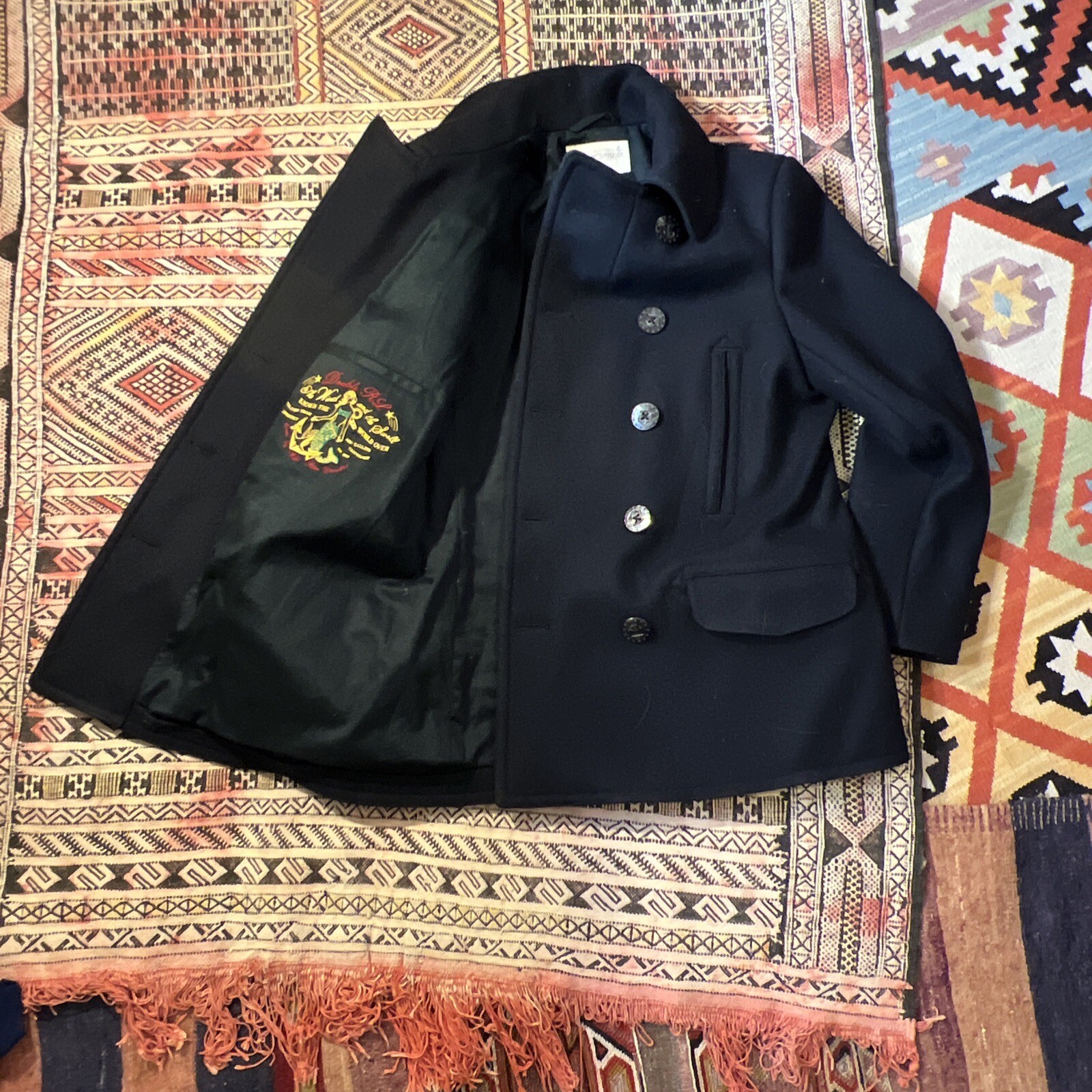 RRL Double RL Ralph Lauren Wool Peacoat Jacket Size 4 - Gem