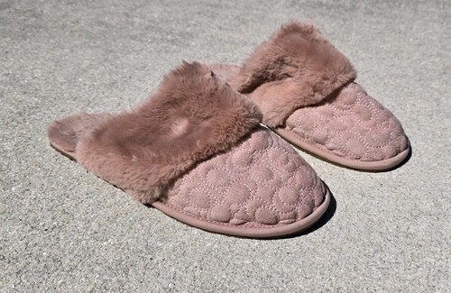 Coach - Ziva Slide Slipper in Signature Jacquard - Pink Faux Fur Women ...