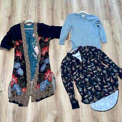 Zara, J Crew, Black Rainn 3 Piece Bundle XS,S Top, Kimono, Sweater | eBay