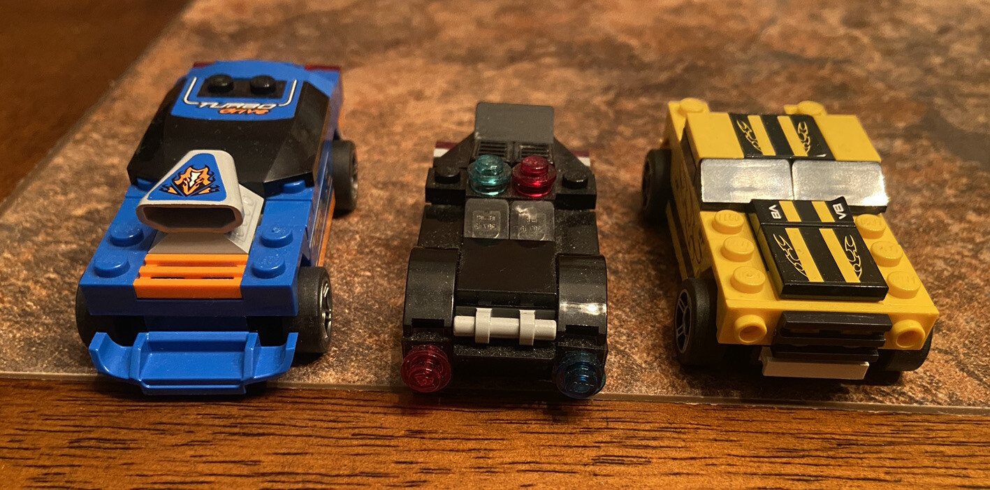 3 - Lego Mini Cars City Turbo Race Blue, Yellow & Police Car | eBay