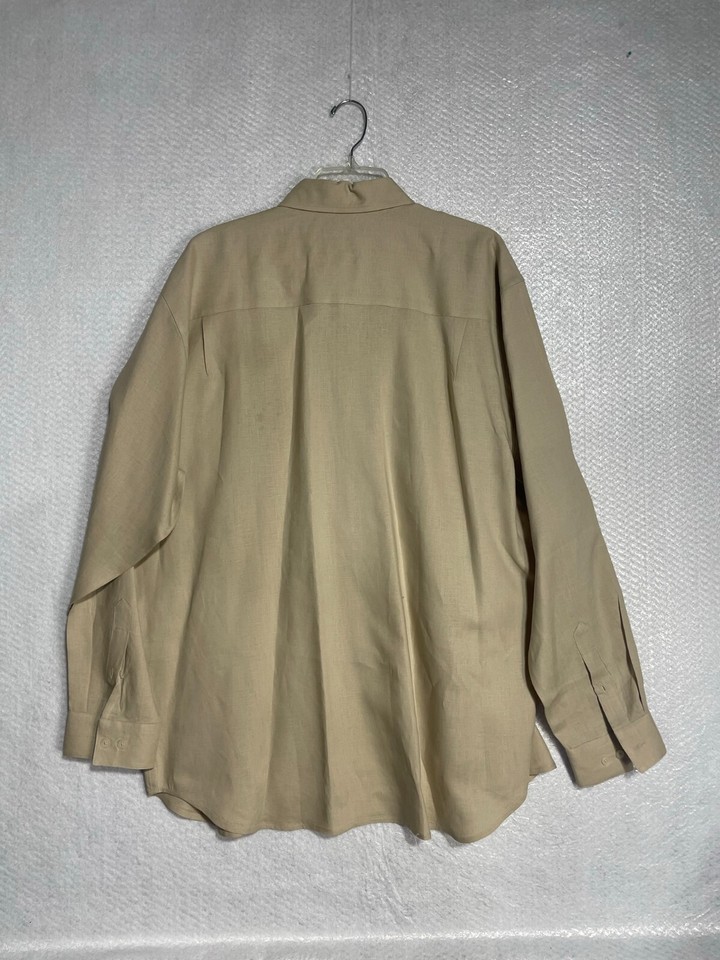 Alan Flusser Mens long sleeve button up 100% linen shirt mens size XL ...
