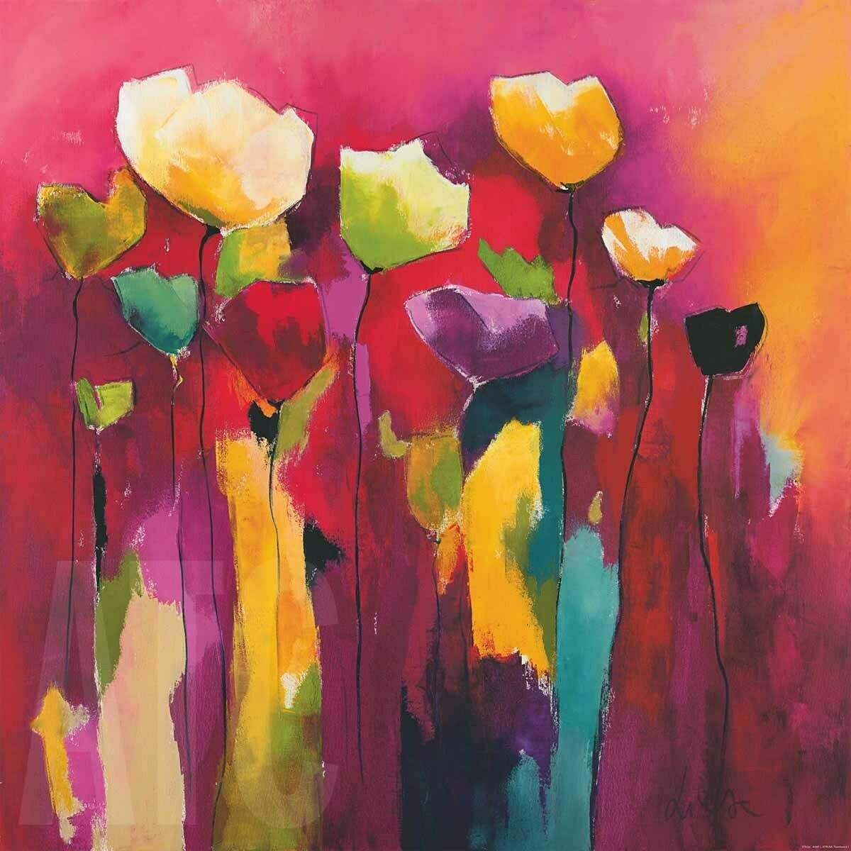 38W"x38H" TOWNFLOWERS I by ANNE L. STRUNK -VIBRANT LONG FLORAL CHOICES ...