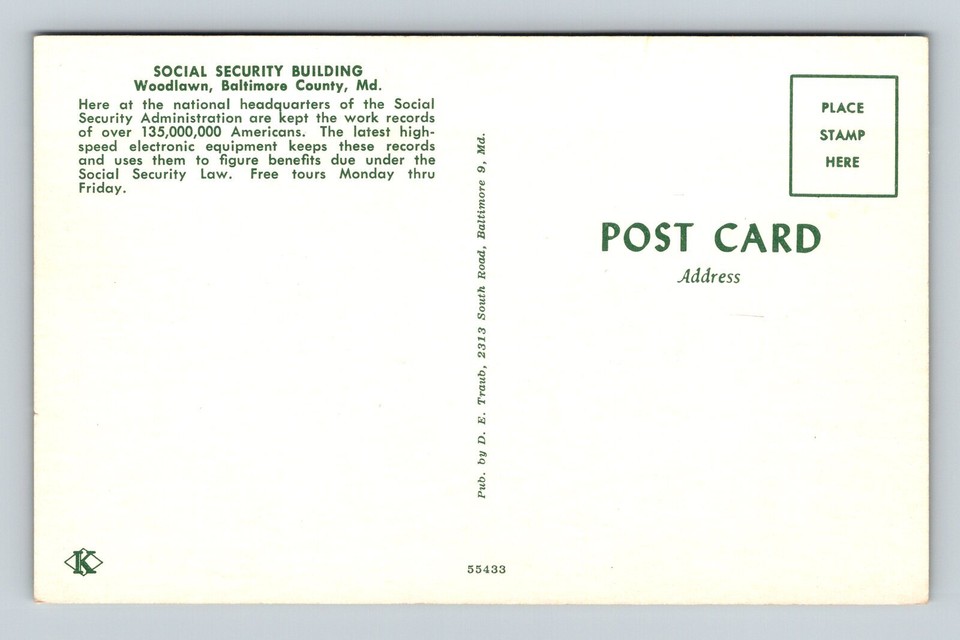 Social Security Building Woodlawn,MD Baltimore County Maryland Vintage ...