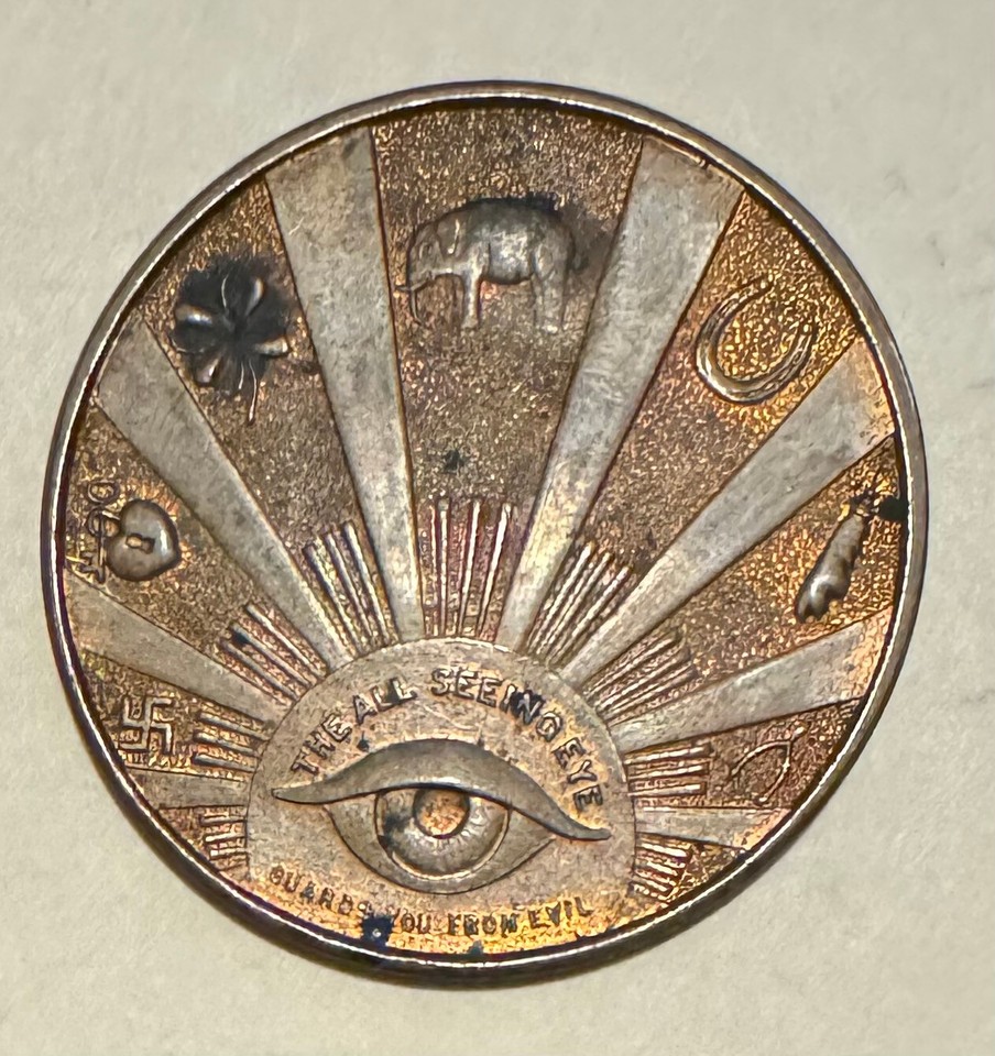Vintage Good Luck Will Accompany The Bearer The All Seeing Eye Token | eBay