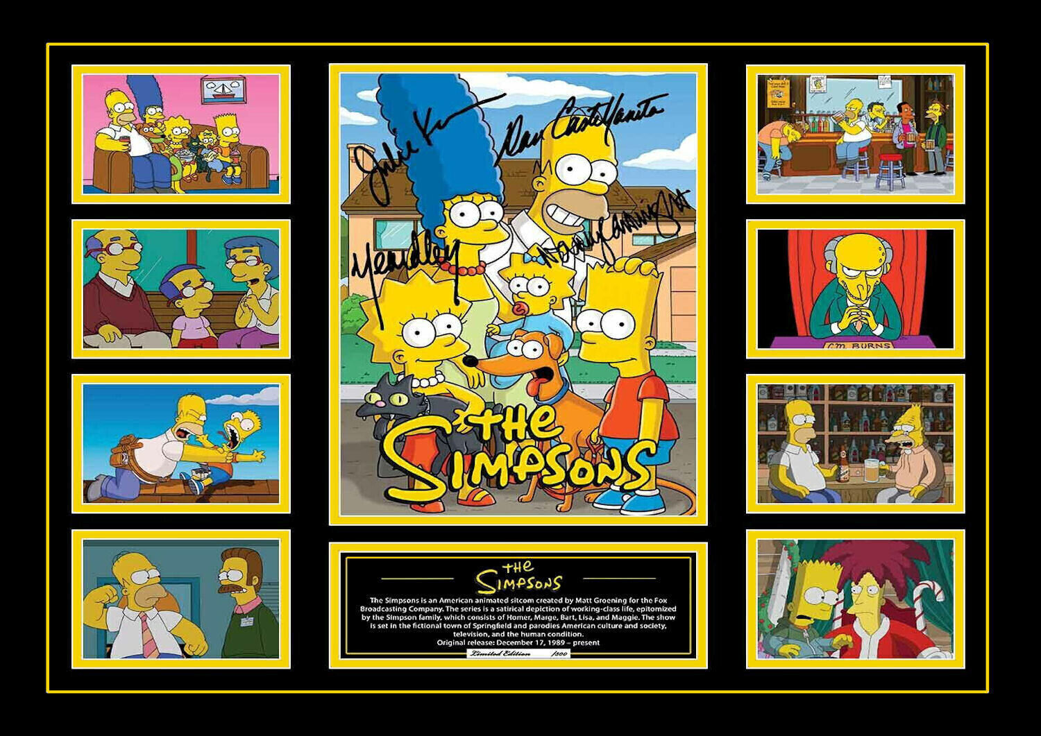 THE SIMPSONS CAST HOMER BART LISA A4 Framed Signed Limited Edition ...