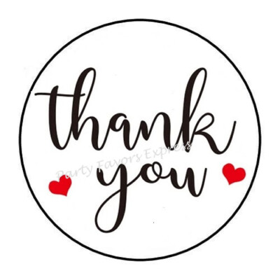 30 THANK YOU RED HEARTS ENVELOPE SEALS LABELS STICKERS PARTY FAVORS 1.5 ...