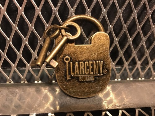 LARCENY BOURBON WHISKEY ~ Metal Pad Lock & Skeleton Keys Keychain Fob ...