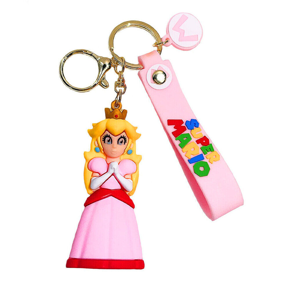 Super Mario Brothers Keychain Keyring Princess Peach Pendant Charming ...