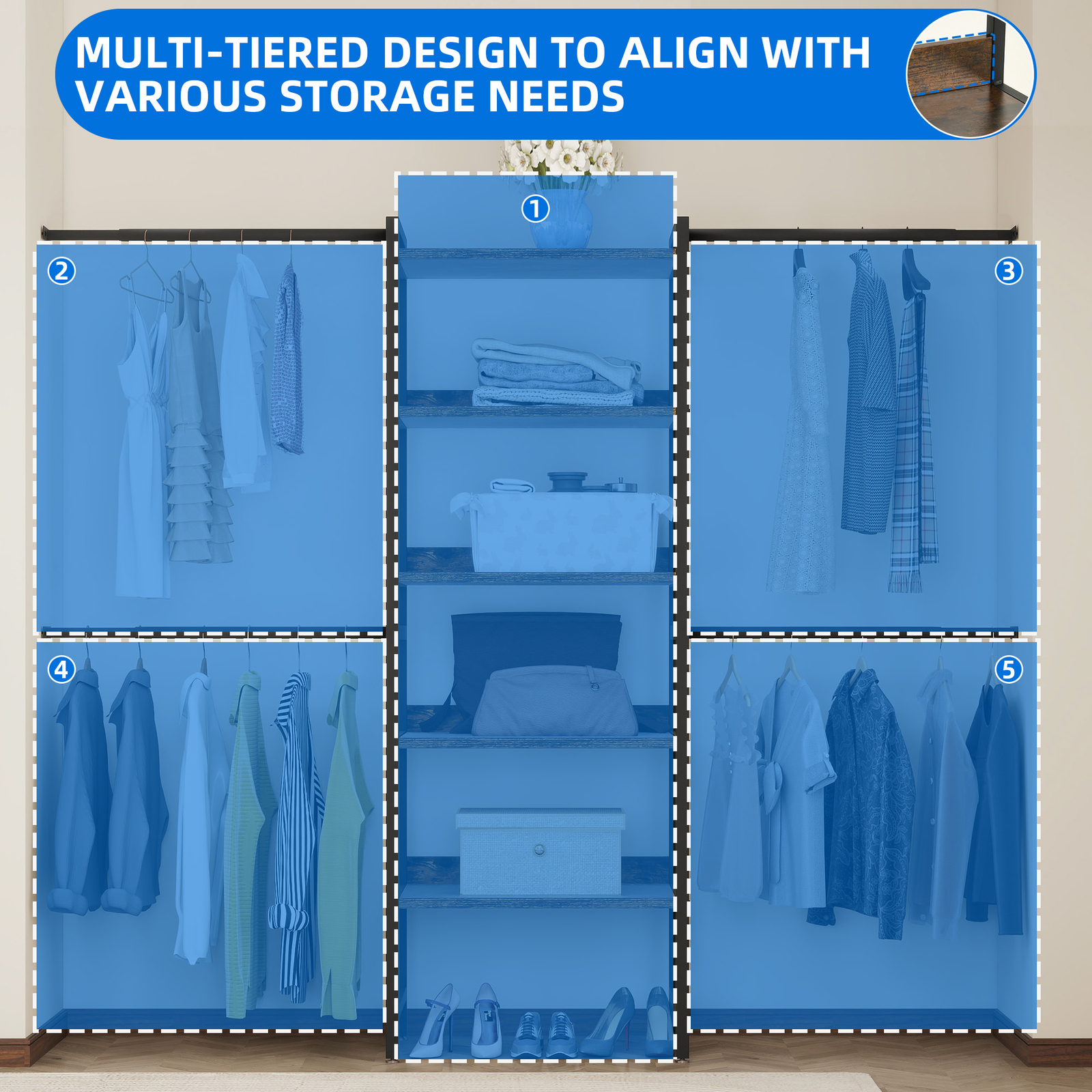 Expandable Clothes Rack Storage Organizer Adjustable Garment Rack for ...