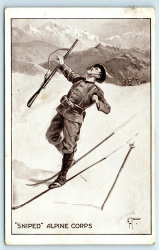 POSTCARD MILITARY SNIPED ALPINE CORPS 1915 - ARTIST SIGNED PURTON STOKE ...